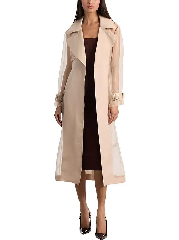 Alice + Olivia Silvia Mixed Media Trench Coat - Latte