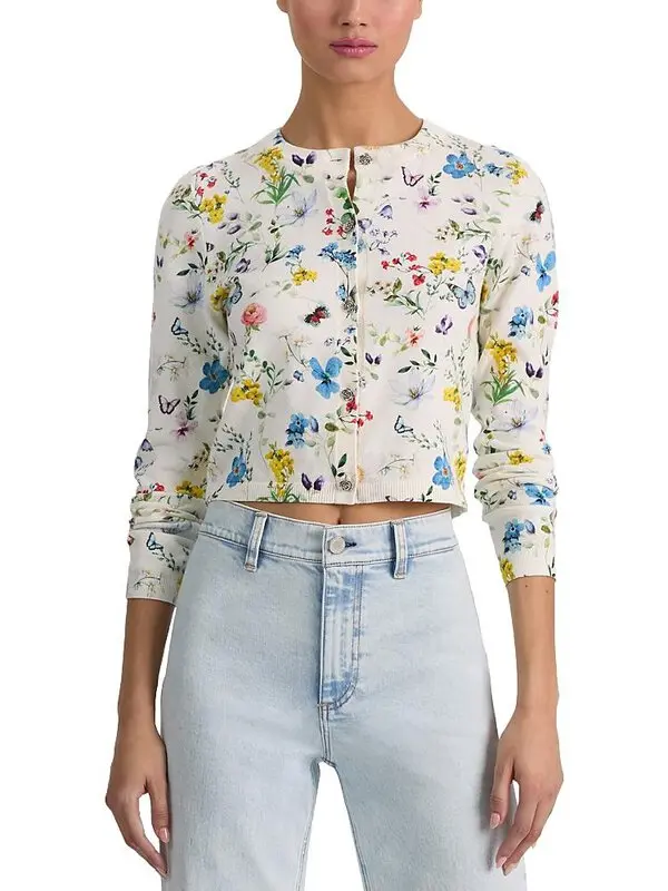 Alice + Olivia Carson Cropped Cardigan - Twisted Vines Combo