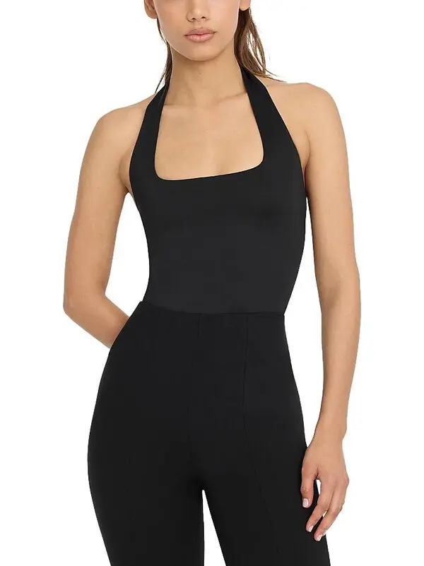 Good American Sculpting Halter Square Neck Bodysuit - Black