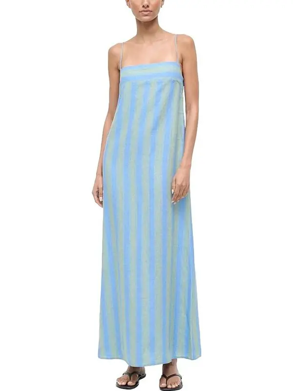 Staud Laura Linen Dress - Seaport Stripe