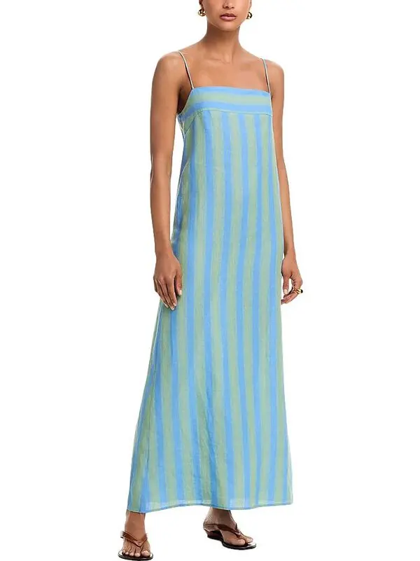 Staud Laura Linen Dress - Seaport Stripe