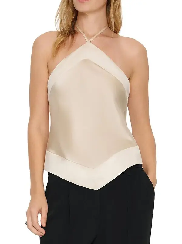 REFORMATION Jillian Silk Halter Top - Almond