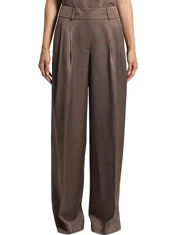 Peserico Double Dart Palazzo Pants - Brown Bark