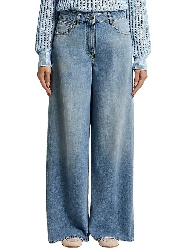 Peserico Low Rise Wide Leg Denim Jeans - Ink