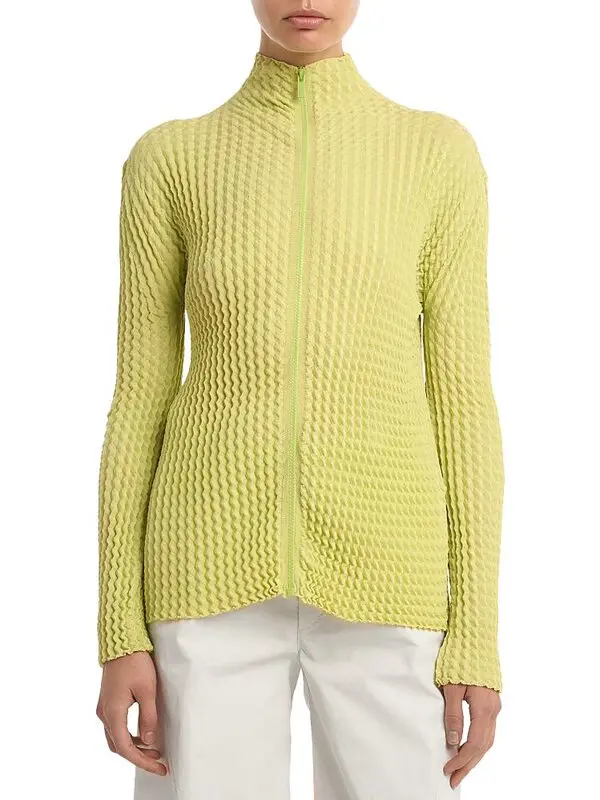 Issey Miyake Pleats Please Spongy Zippered Top - Light Green