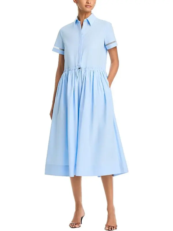 Fabiana Filippi Silk Short Sleeve Shirt Dress - Light Blue