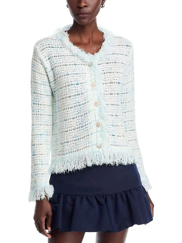 NANCY YANG Fringe Cardigan Top - Blue