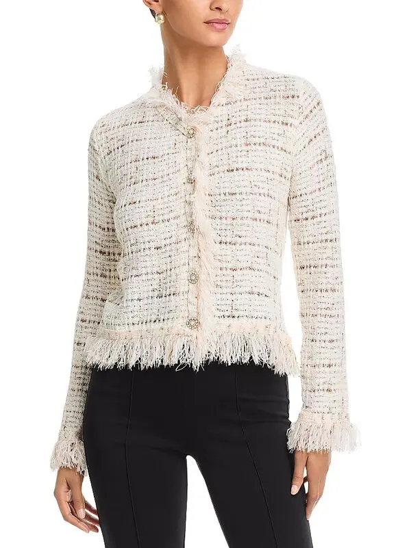 NANCY YANG Fringe Cardigan Top - Pink