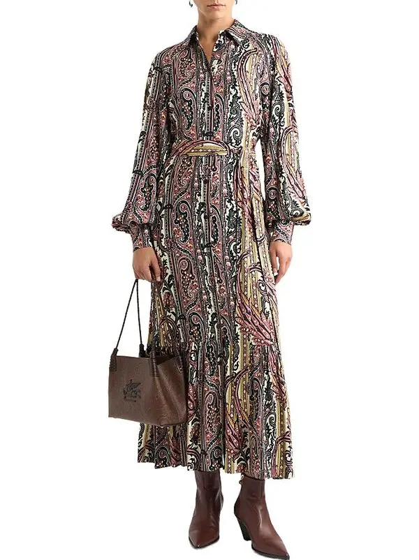 Etro Midi Shirt Dress With Belt - Multi/white