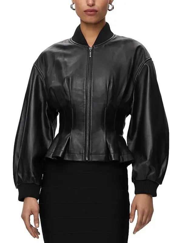Herve Leger The Aven Leather Jacket - Black