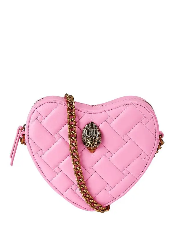 Kurt Geiger Kensington Heart Mini Leather Crossbody - Pink