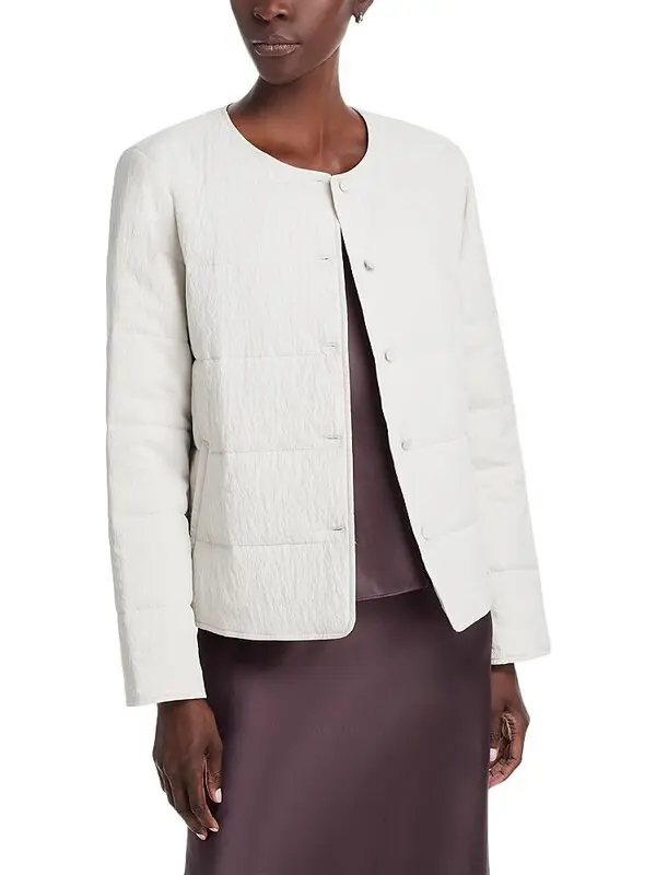 Eileen Fisher Quilted Round Neck Jacket - Bone