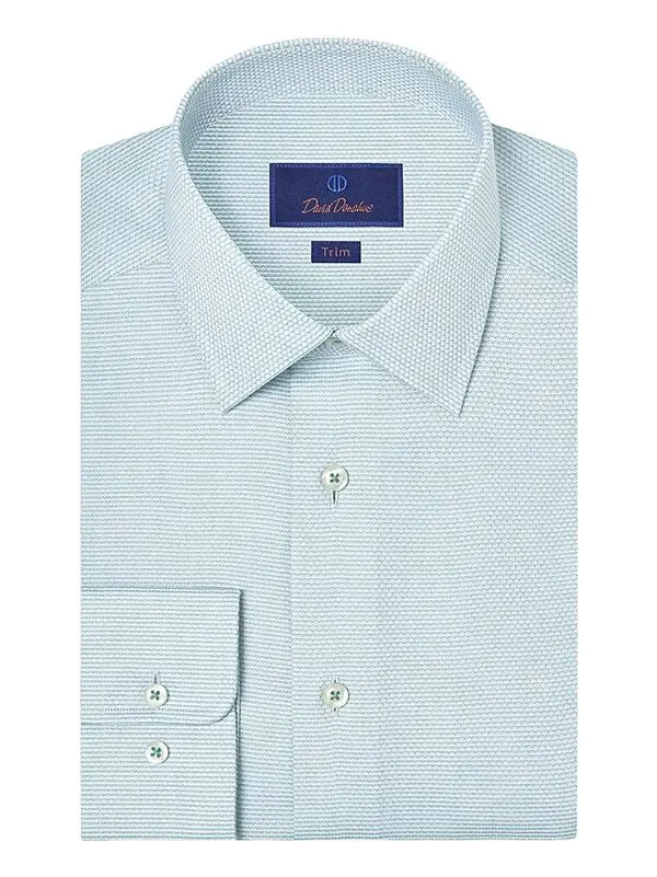 David Donahue Trim Fit Micro Dobby Dress Shirt - Seafoam