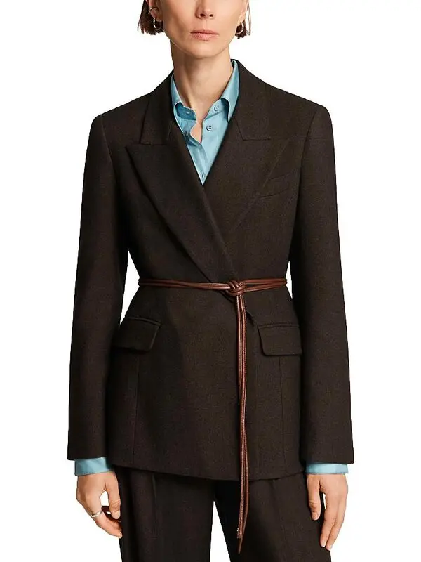 ARGENT Lenox Leather Belted Blazer - Brown