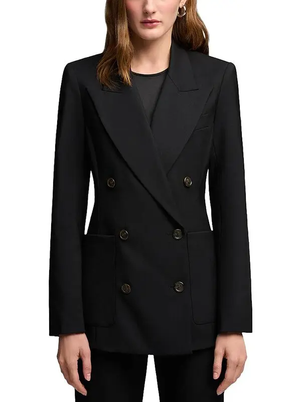 ARGENT Chelsea Peak Lapel Double Breasted Blazer - Black