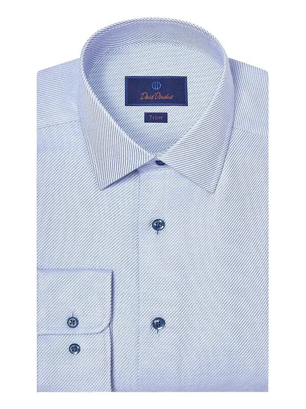 David Donahue Trim Fit Textured Twill Dress Shirt - Sky