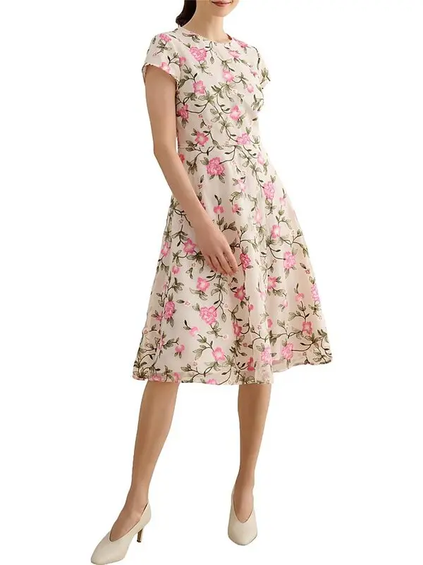 HOBBS LONDON Petites Tia Floral Dress - Cream Pink