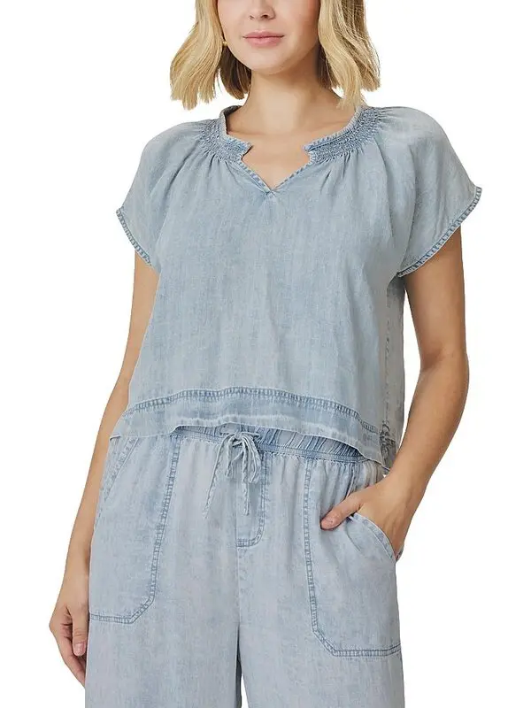 Splendid Meadow Cropped Blouse - Bleached Indigo