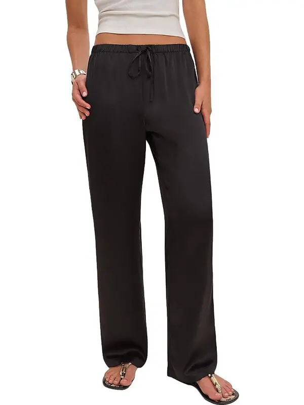 REFORMATION Olina Silk Pants - Black
