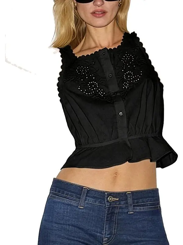 RE/DONE Jerry Tank Blouse - Black