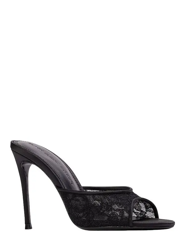 BLACK SUEDE STUDIO Geni Floral Lace High Heel Sandals - Black Lace