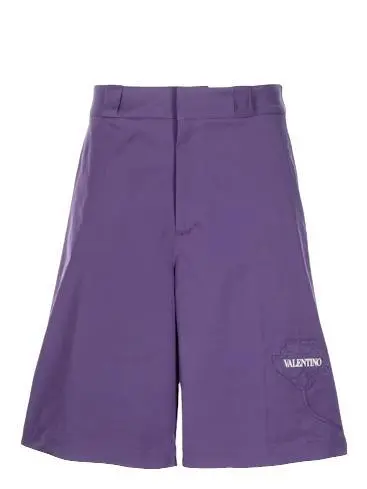 Valentino Garavani Floral-appliqué Shorts - Violet/white
