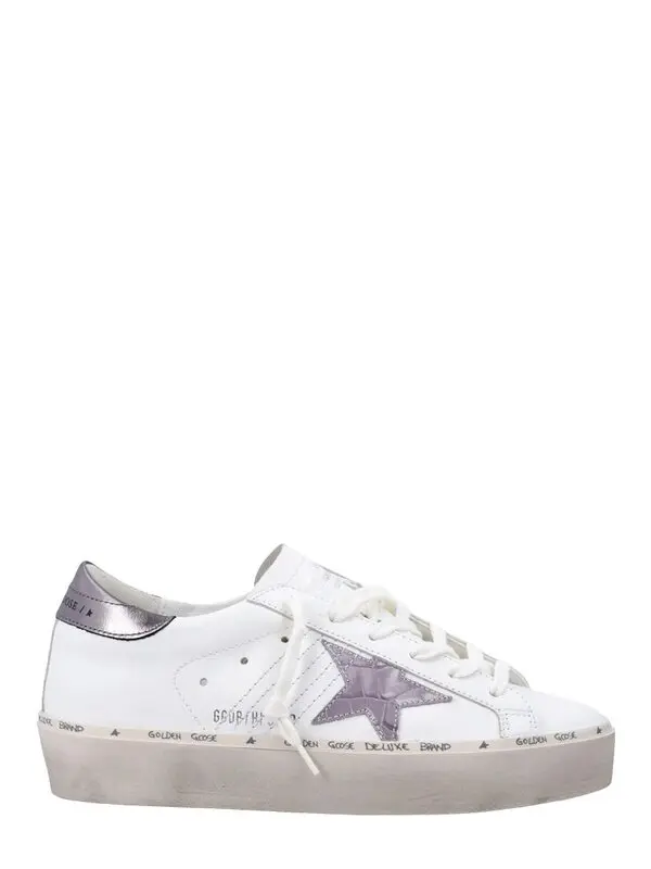 GOLDEN GOOSE Hi Star Laminated Crocco Sneakers - White/grey/lillac