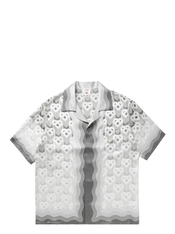 Casablanca Short Sleeve Cuban Collar Shirt - Grey Gradient Heart Monogram