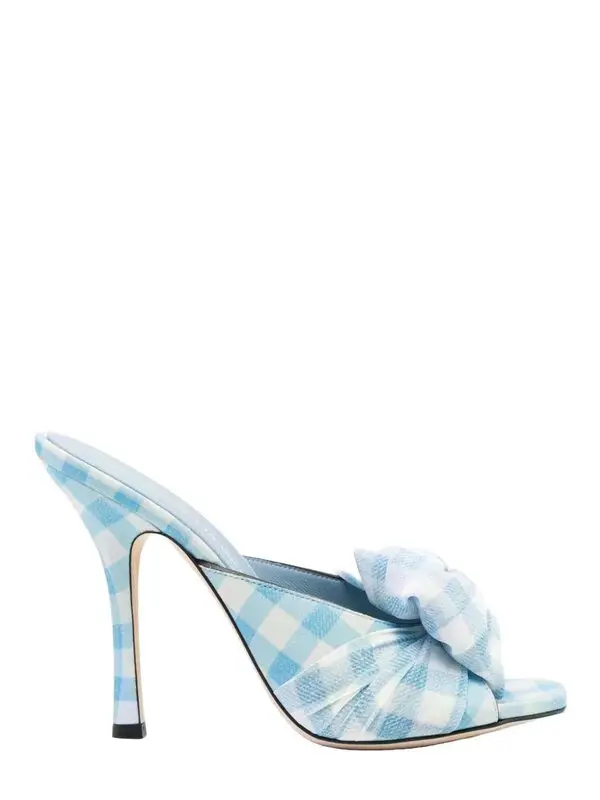 Ermanno Scervino Bow Gingham Sandals - Blue