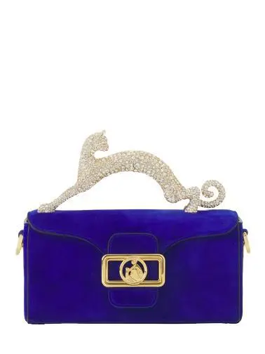 LANVIN Nano Pencil Cat Leather Bag - Electric Blue/dark Blue