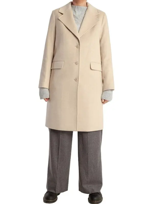 1982 Cashmere Tailored Single-breasted Coat - Natural White
