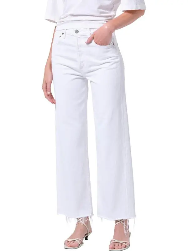 AGOLDE High-waisted Wide-leg Jeans - Marshmallow White