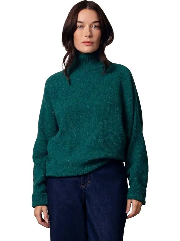 CELTIC & CO. Dolman Sleeve Donegal Wool Sweater - Emerald