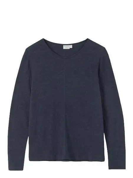 CELTIC & CO. Long Sleeve Linen Blend Top - Navy