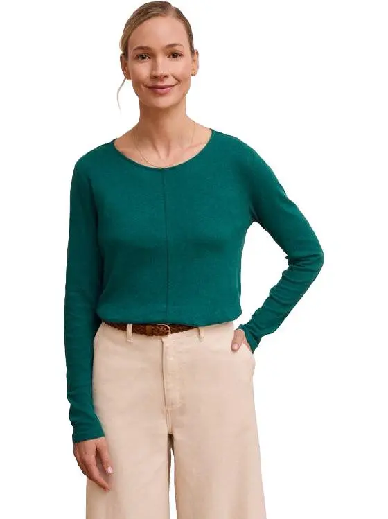 CELTIC & CO. Long Sleeve Linen Blend Top - Teal