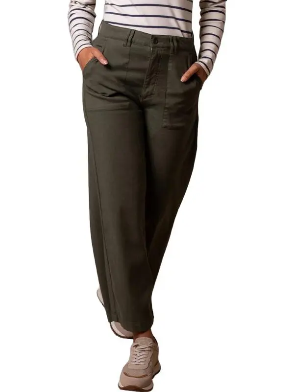 CELTIC & CO. Wide Leg Pleat Front Pant - Khaki