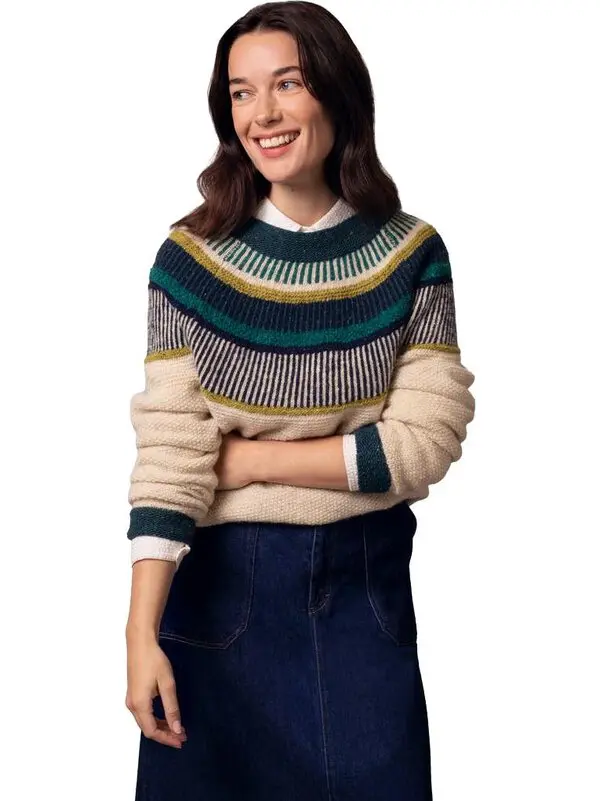 CELTIC & CO. Statement Donegal Sweater - Oatmeal/emerald