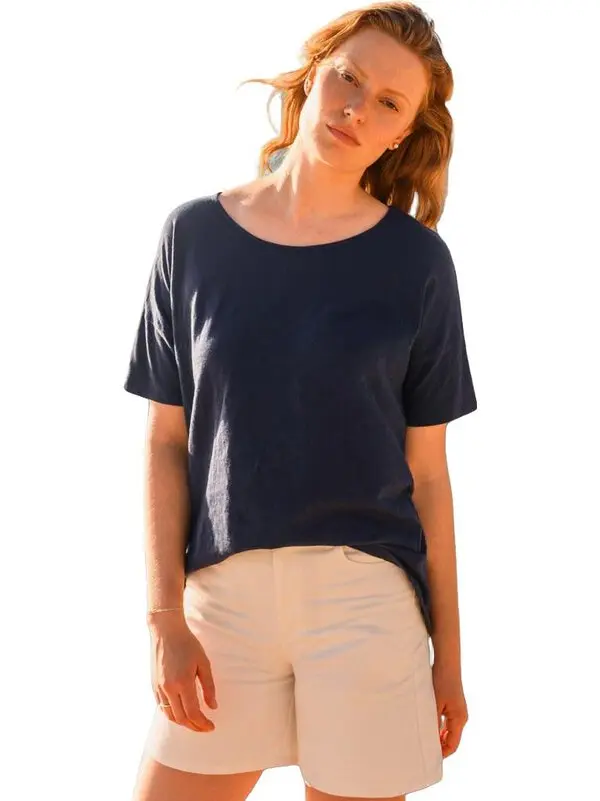 CELTIC & CO. Round Neck Boxy Fit T-shirt - Dark Navy