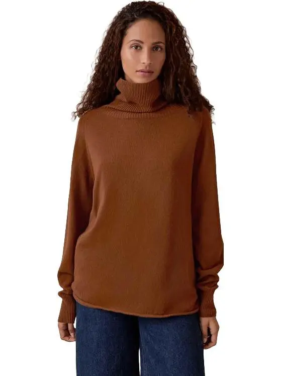 CELTIC & CO. Supersoft Slouchy Roll Neck Sweater - Toffee