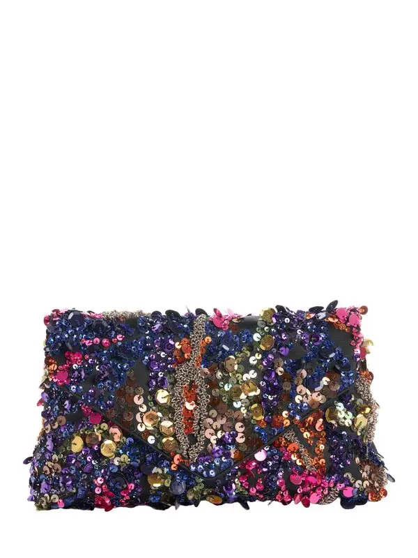 Dries Van Noten Sequin Embellished Clutch - Orange/blue Multi