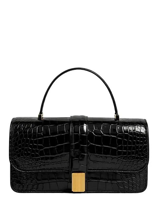 Khaite Blake Alligator Top Handle - Black