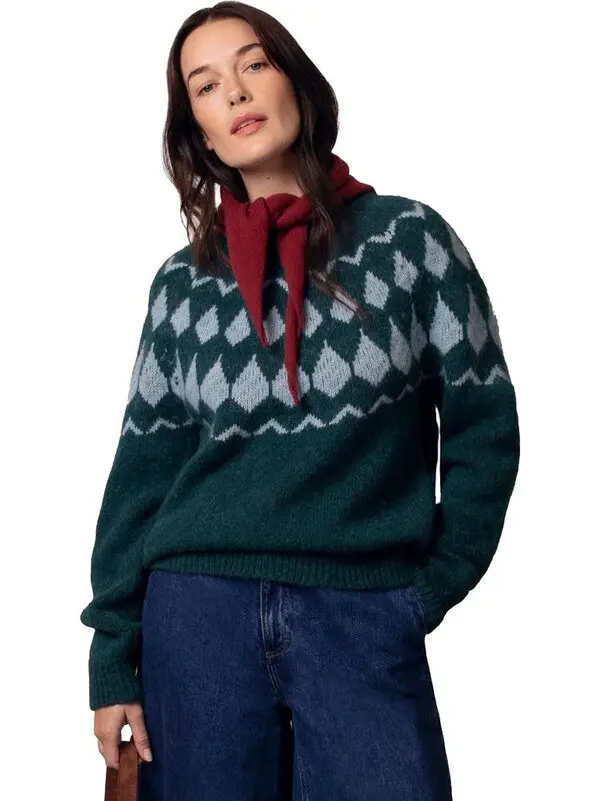 CELTIC & CO. Lofty Diamond Yoke Sweater - Bottle Green