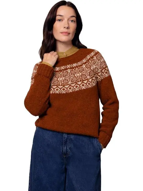 CELTIC & CO. Donegal Fair Isle Yoke Sweater - Rust