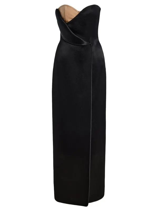 Calvin Klein Caladium Satin Midi Wrap Dress - Black