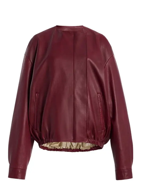 Calvin Klein Estelle Leather Jacket - Burgundy
