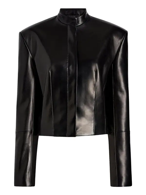 Khaite Yoko Plonge Leather Jacket - Black