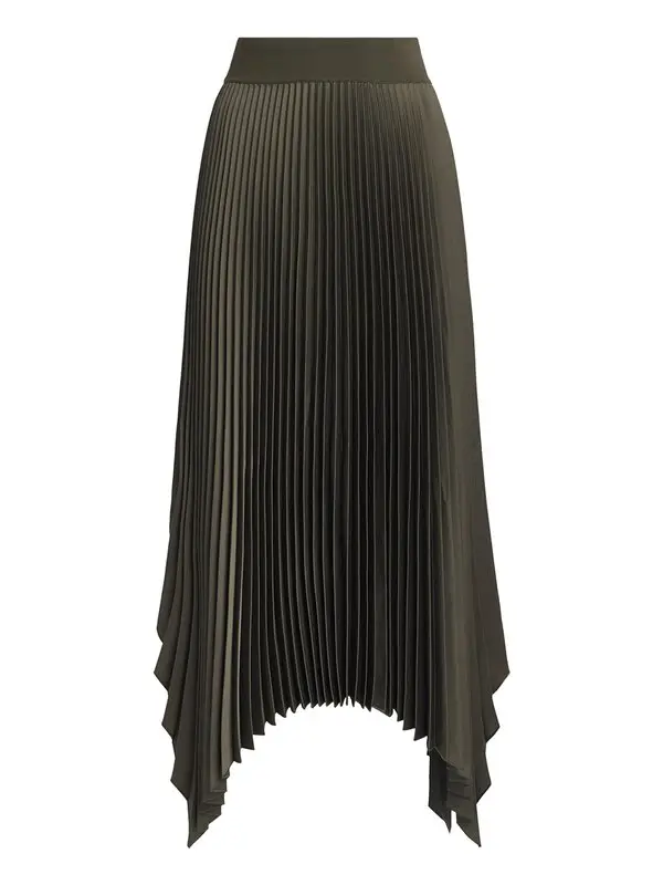 JOSEPH Crepe Plissé Ade Midi Skirt - Green