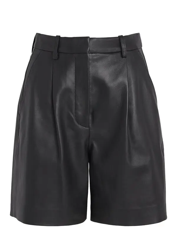 JOSEPH Suze Leather Shorts - Black