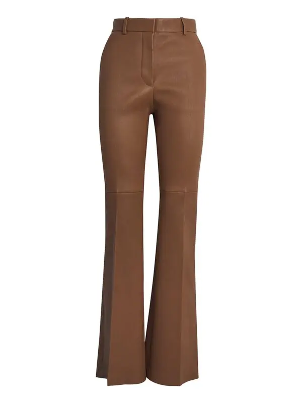 JOSEPH Leather Tafira Trousers - Brown