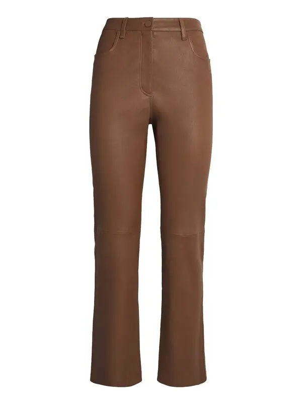 JOSEPH Leather Duke Trousers - Brown